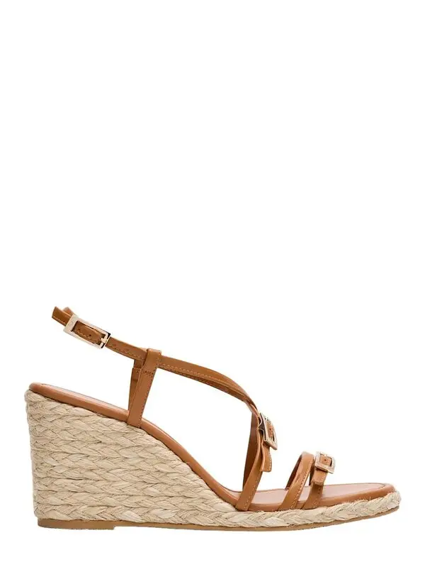 STUART WEITZMAN Georgie Strappy Wedge Espadrille Sandals - Macchiato/natural