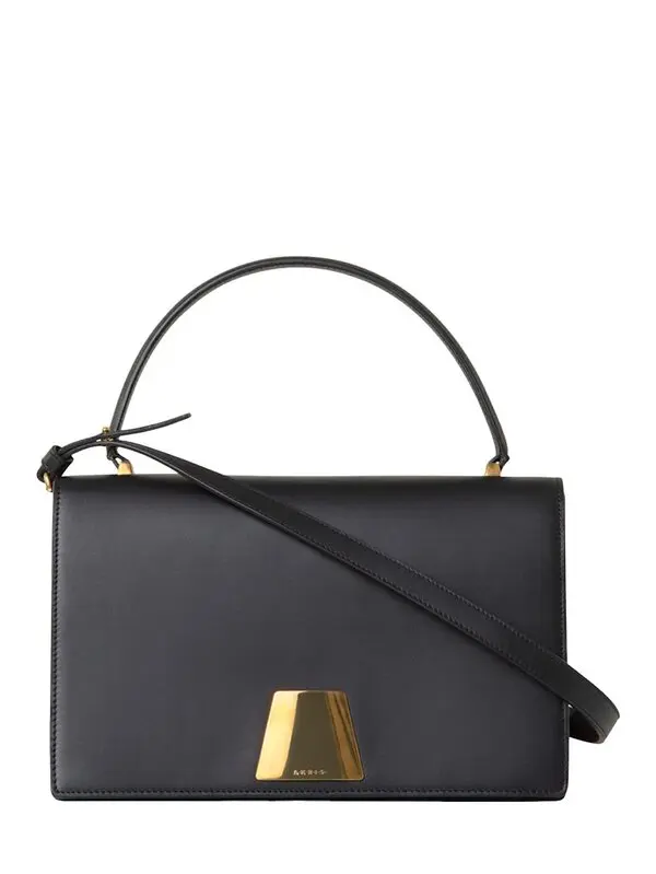 Akris Alice Flap Leather Crossbody Bag - Black