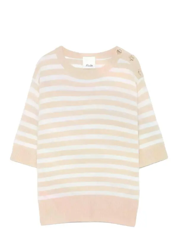 ALLUDE Striped T-shirt - Neutrals