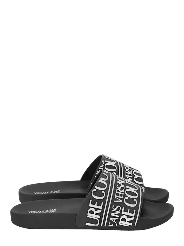 Versace Rubberised Logo Slides - Black