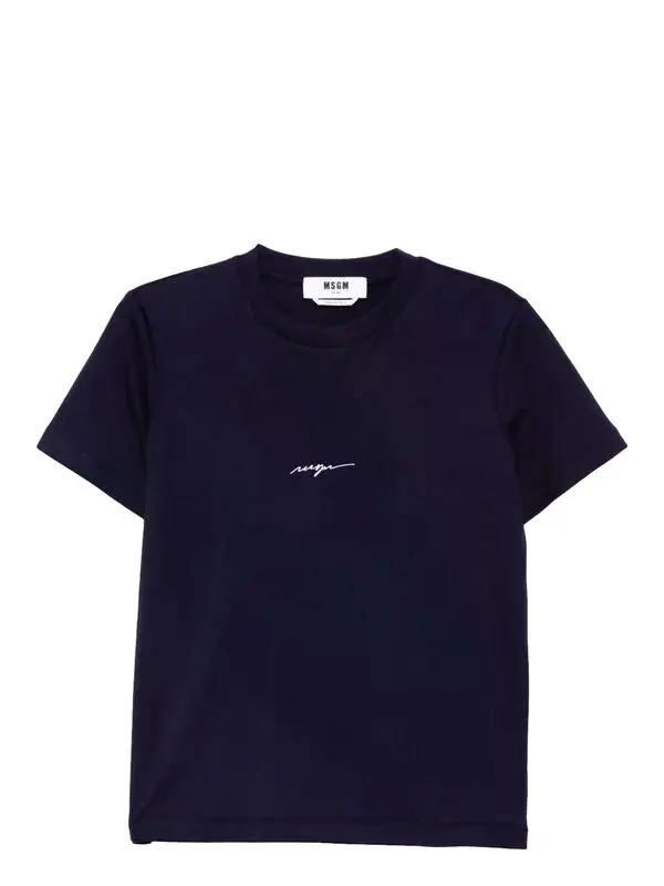 MSGM Logo-embroidered T-shirt - Purple