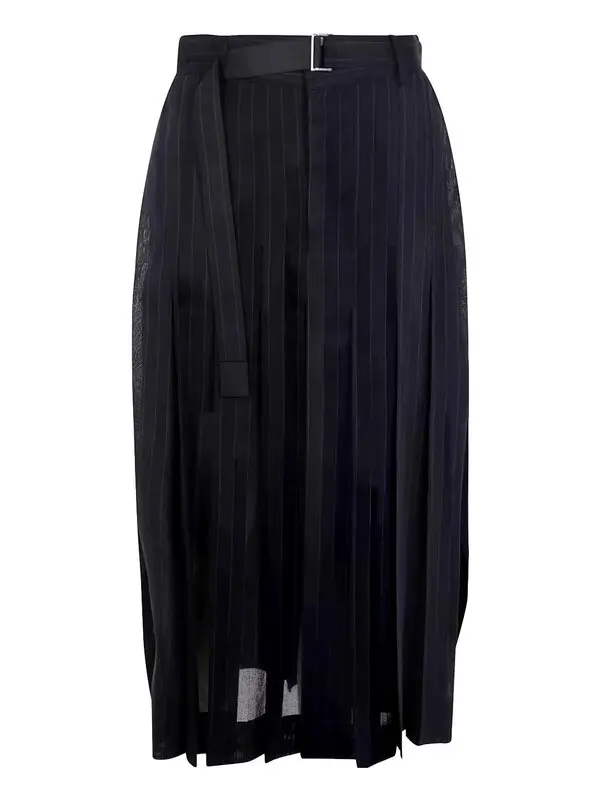 Sacai Pinstriped Midi Skirt - Black