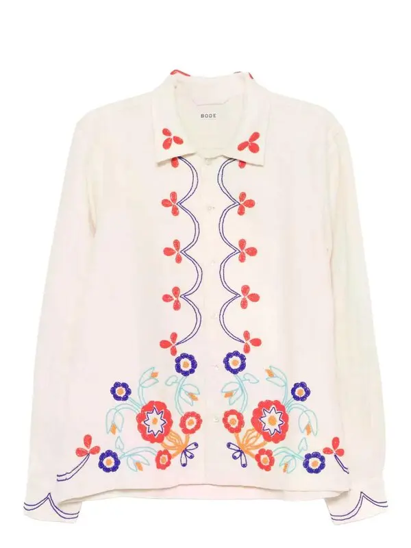 BODE Garden Party Beaded Shirt - Neutrals