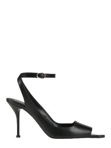 Alexander McQueen Leather Spike Heel Sandals With Metal Detail - Black