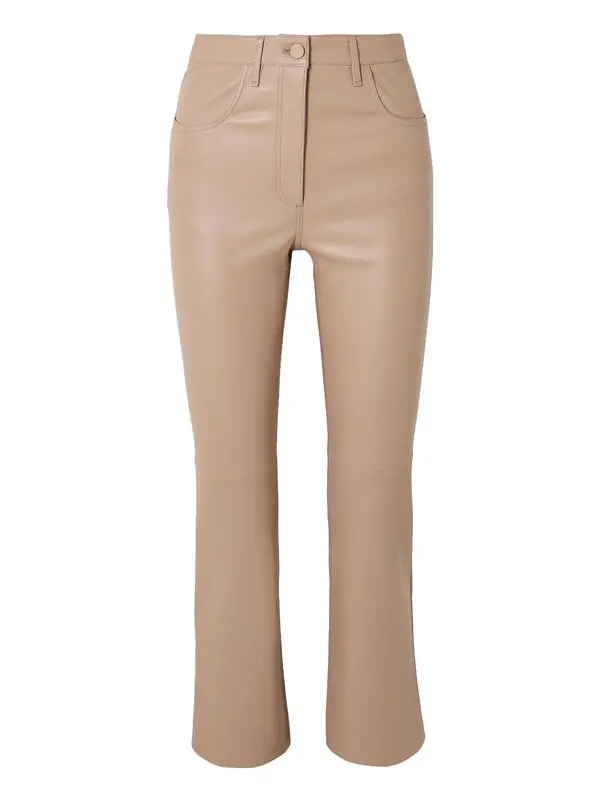 JOSEPH Duke Cropped Straight-leg Leather Pants - Neutrals