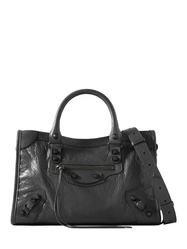Balenciaga Le City Small Embellished Textured-leather Tote - Gray
