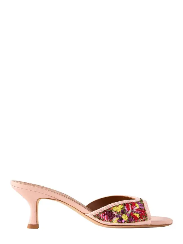 Staud Brigitte Embellished Satin Mules - Pink