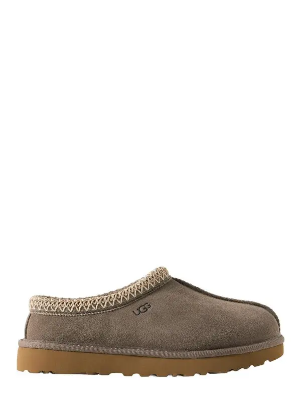 UGG Tasman Embroidered Suede Slippers - Brown