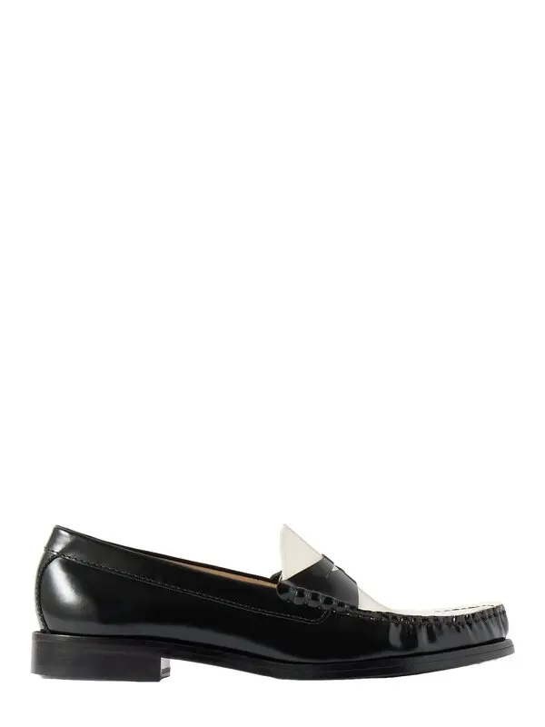 STUART WEITZMAN Lottie Two-tone Leather Loafers - Black
