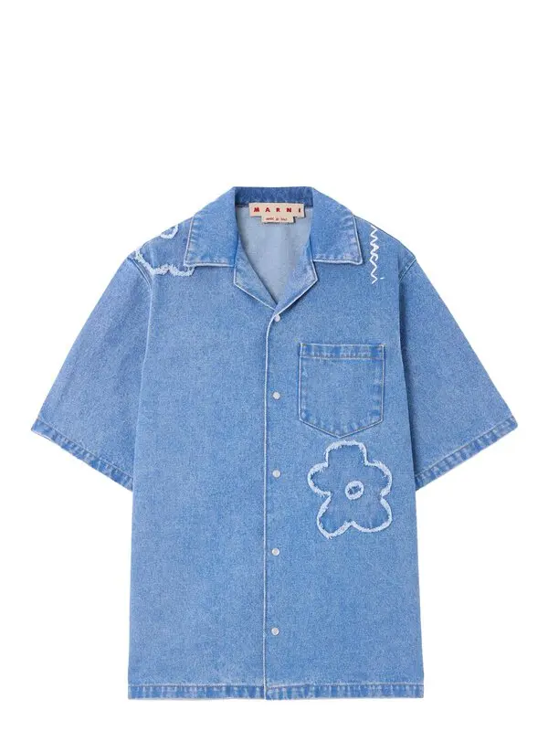 Marni Embroidered Denim Shirt - Blue