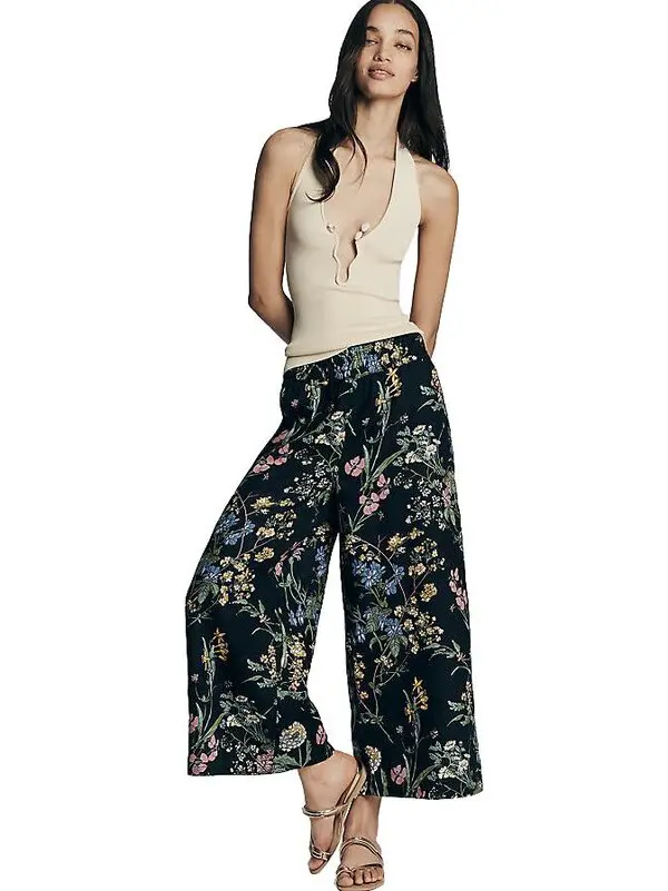 THE SOMERSET COLLECTION BY ANTHROPOLOGIE The Somerset Printed-linen Pull-on Pants - Blue Floral