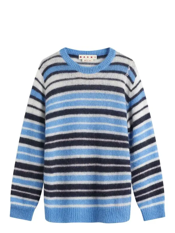 Marni Stripe Mohair Crew Knit - Blue Lilac