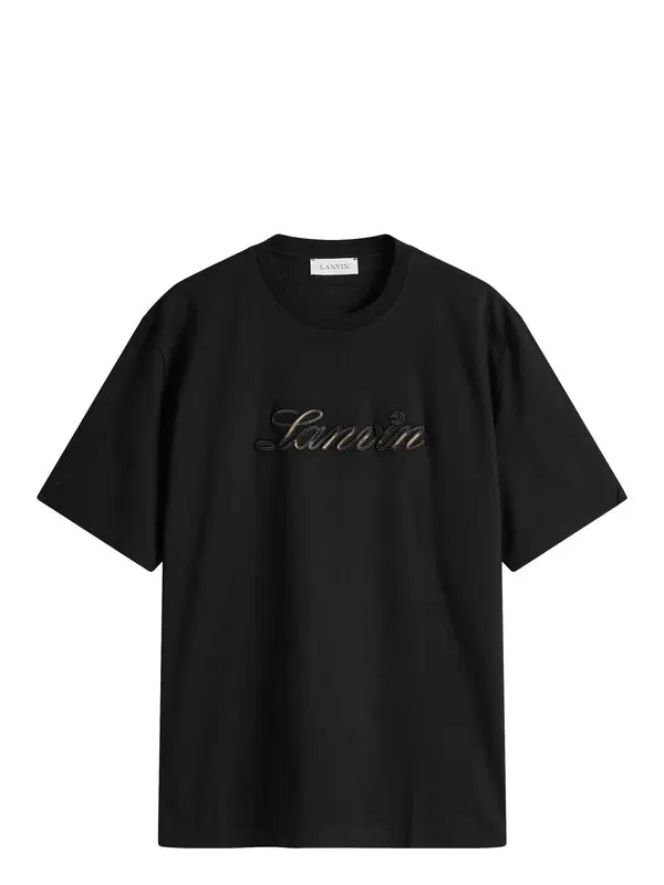 LANVIN Denim Script Logo T-shirt - Black