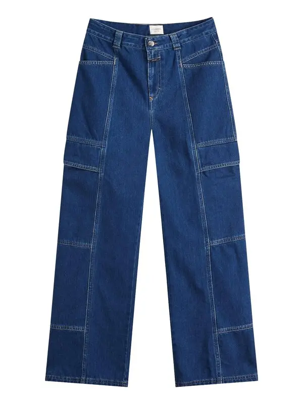 Closed Cali-x Wide Leg Cargo Jeans - Mid Blue