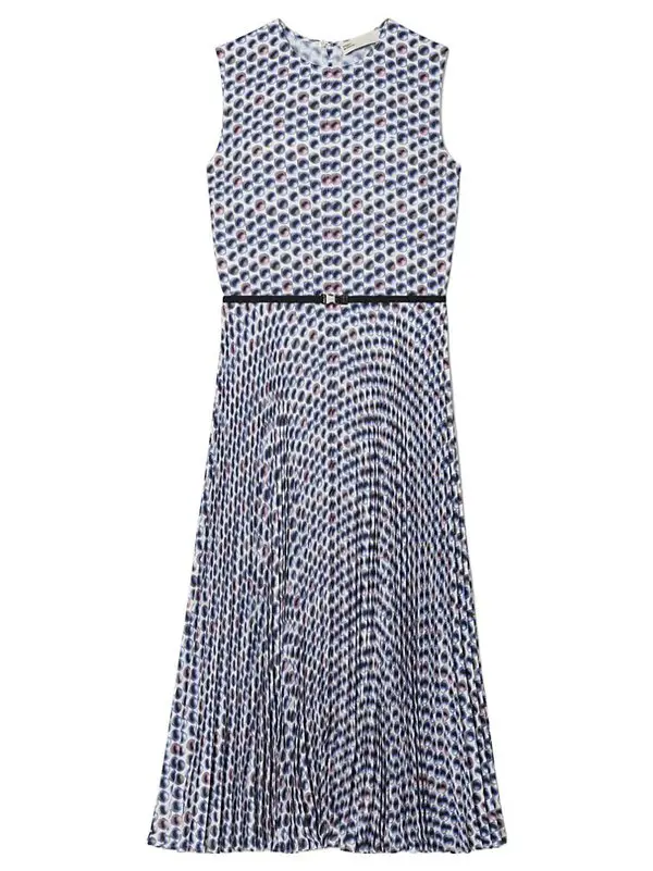 Tory Burch Printed Twill Midi Dress - Blue Candy Dots