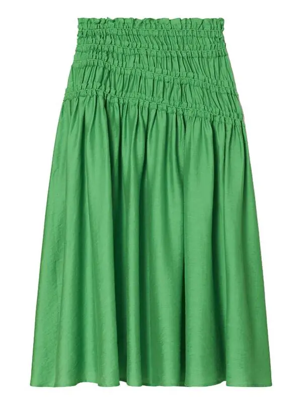 Tory Burch Smocked Viscose Skirt - Spring Jade