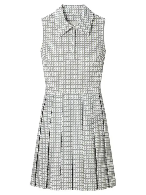 Tory Burch Printed Stretch Golf Dress - Grey Gradient Gingham