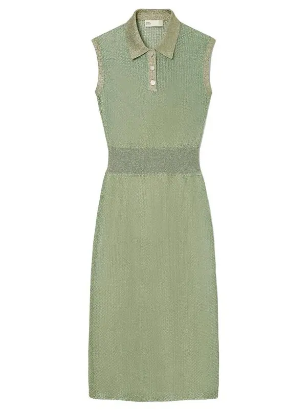 Tory Burch Polo Midi Dress - Gold/green
