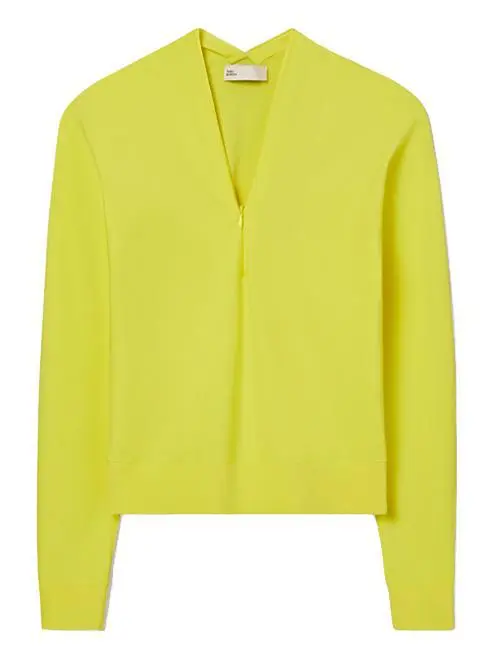 Tory Burch Zip Viscose Sweater - Lemon Citrus