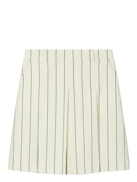 Tory Burch Wool Performance Golf Skirt - New Ivory Light Stripe