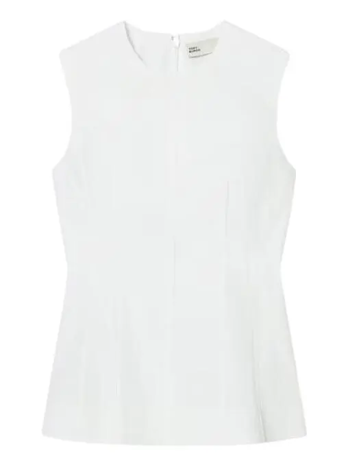 Tory Burch Sleeveless Cotton Poplin Top - White