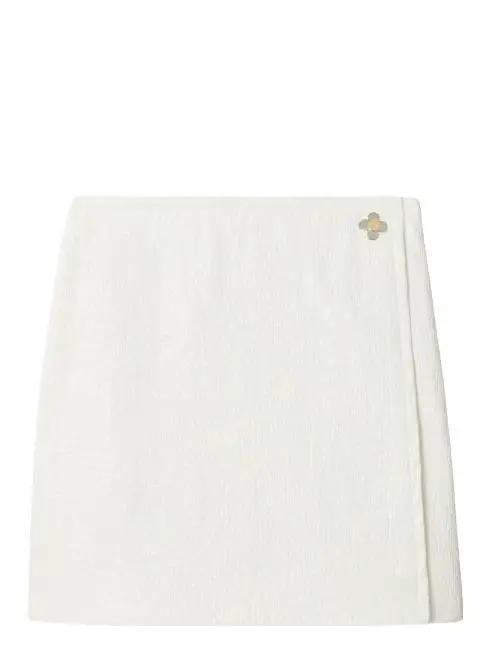 Tory Burch Faux Crinkle Leather Skirt - White