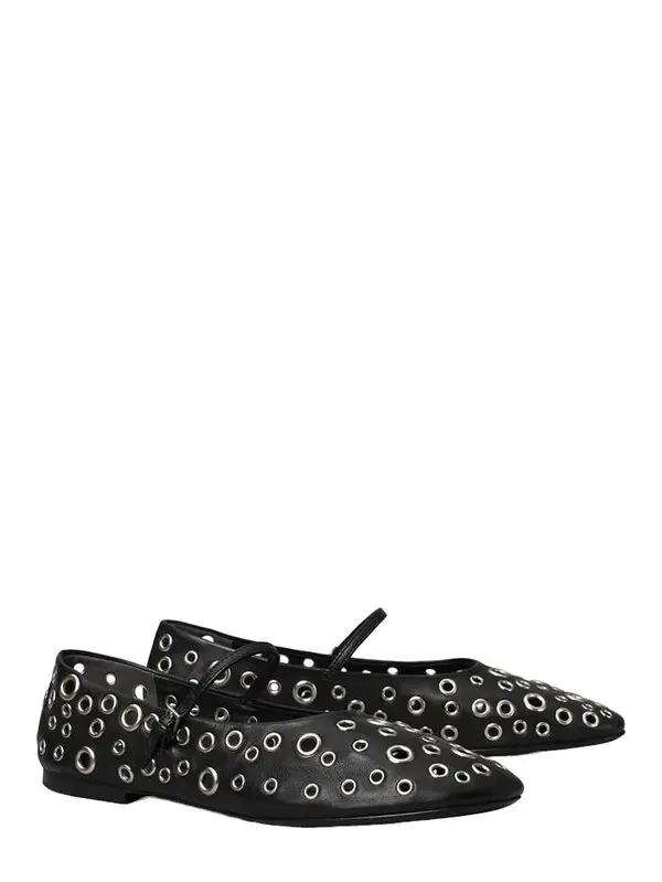 Tory Burch Eyelet Mary Jane Ballerinas - Perfect Black