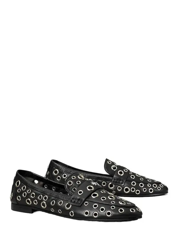 Tory Burch Eyelet Leather Ballet Loafer - Perfect Black