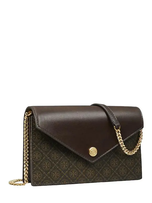 Tory Burch T Monogram Coated Canvas Envelope Crossbody - French Press