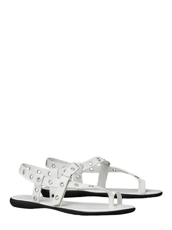 Tory Burch Eyelet Toe Ring Sandal - Cloud / Silver