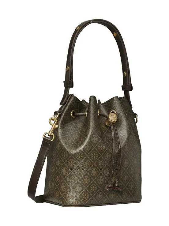 Tory Burch T Monogram Coated Canvas Bucket Bag - French Press