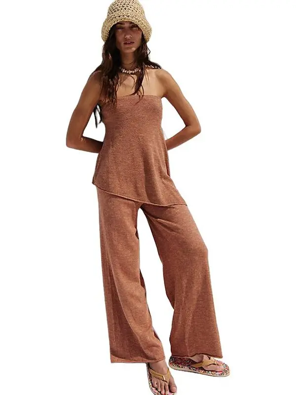 Free People Krista Cotton-linen Sweater Set - Honey Pie
