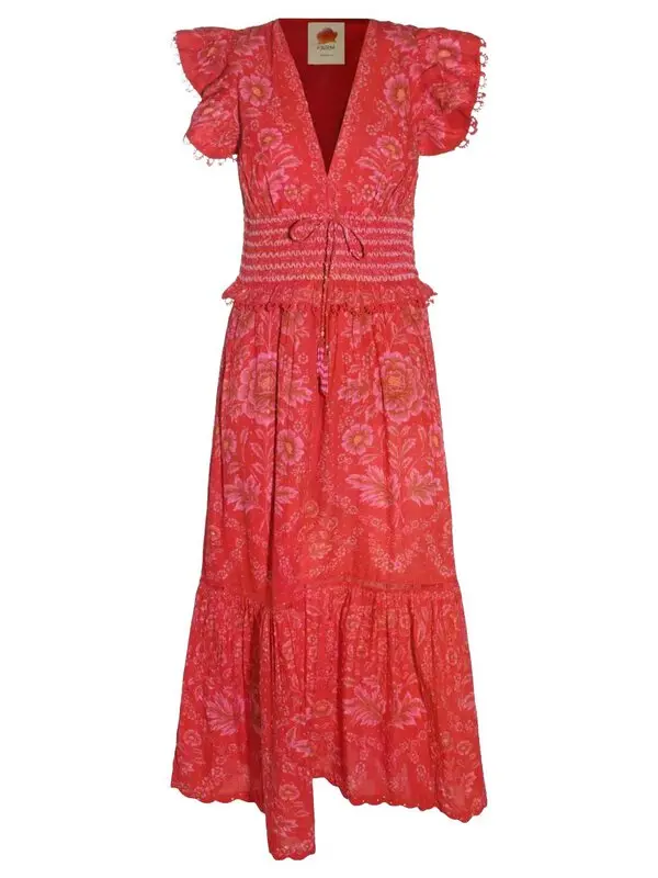Farm Rio Floral-print Maxi Dress - Red