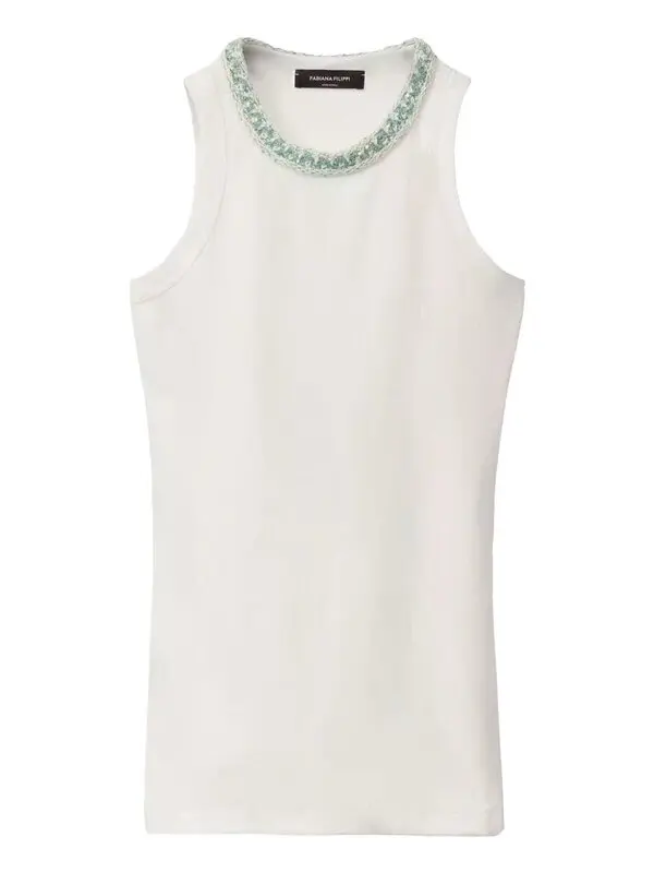 Fabiana Filippi Embroidered-neck Tank Top - White