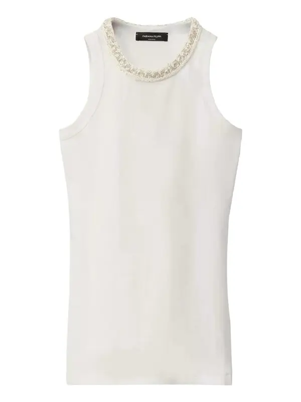 Fabiana Filippi Embroidered-neck Tank Top - White