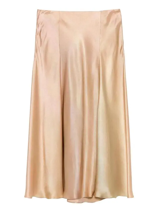 Alberta Ferretti Satin Midi Skirt - Gold