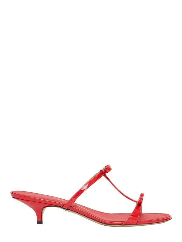 FERRAGAMO Abili Patent T-strap Slide Sandals - Flame Red