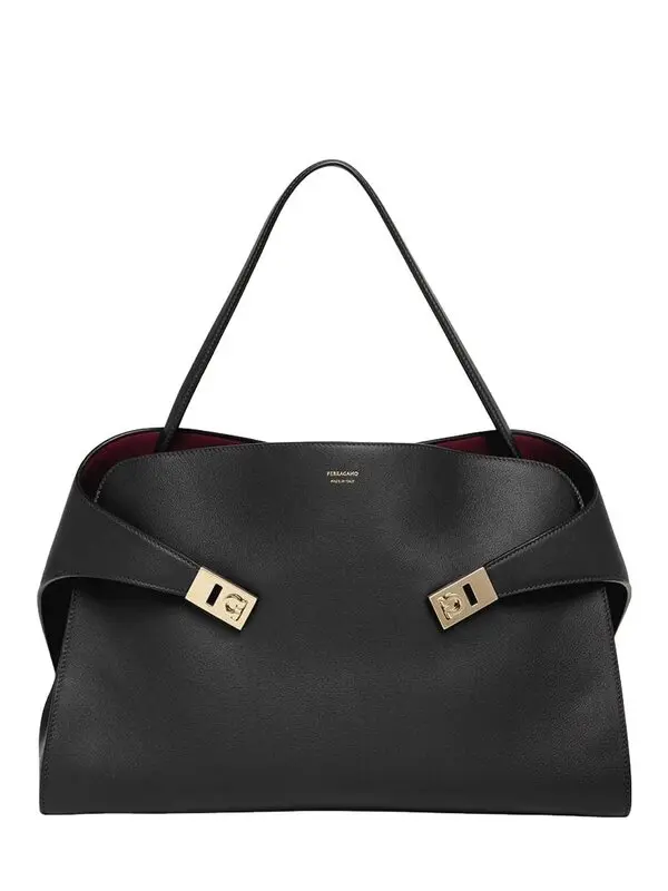 FERRAGAMO Large Hug Shoulder Bag - Nero