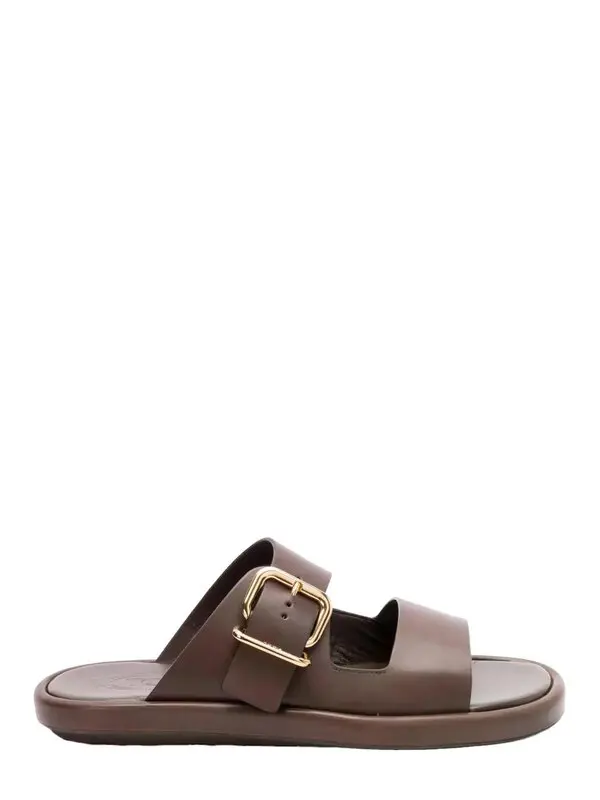 TOD'S Leather Slides - Brown
