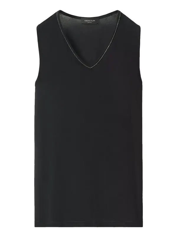 Fabiana Filippi Beaded Trim Vest - Black