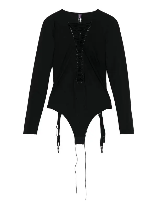 MAISON CLOSE Nuit Infinie Thong Bodysuit - Black