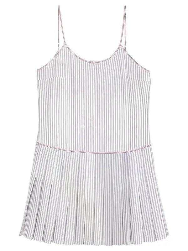 Thom Browne Striped Pleated Minidress - Grey