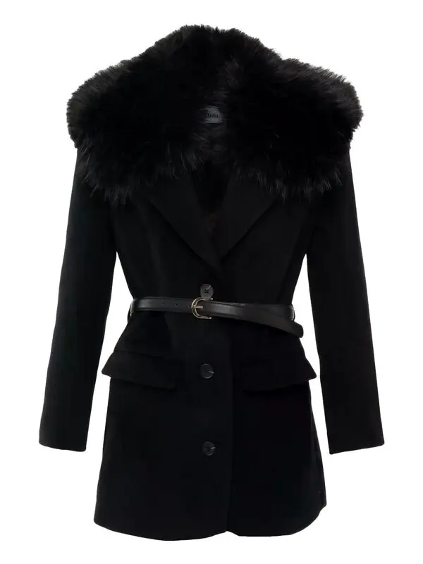 SELF-PORTRAIT Faux Fur-collar Jacket - Black