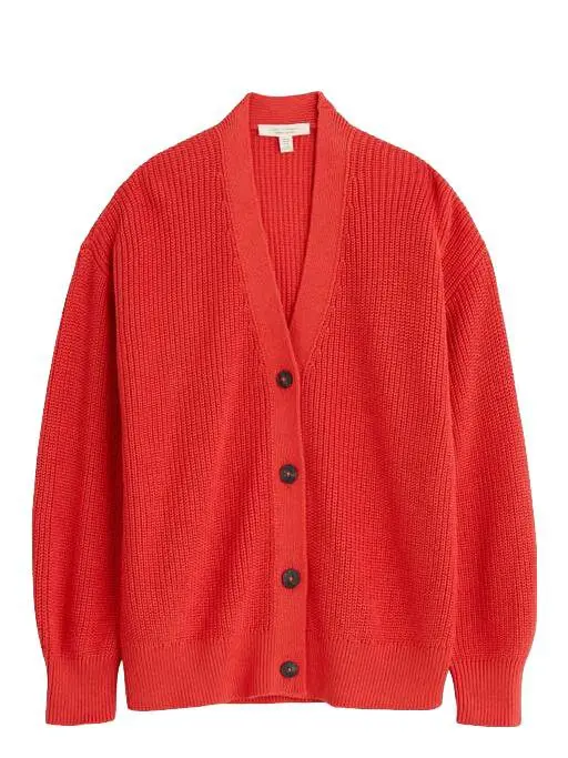 SEASALT CORNWALL Winding Creek Oversized Organic Cotton Cardigan - Knit Melange Tomato
