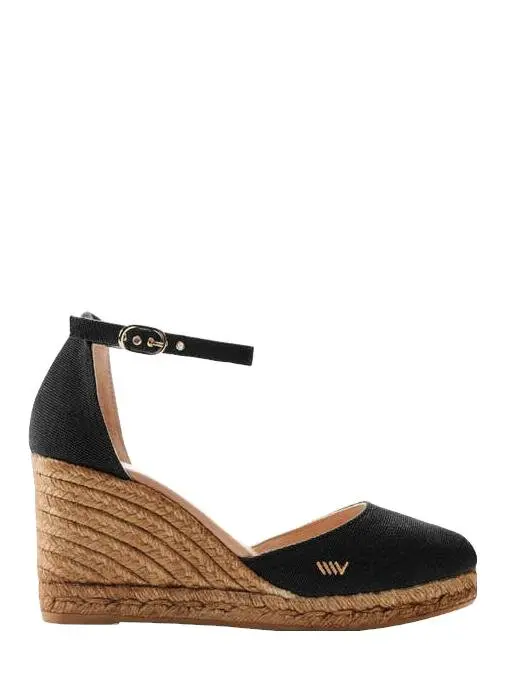 VISCATA Estartit Canvas Espadrille Wedges - Black