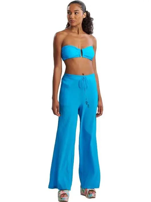 Natori Cotton Gauze Pants With Tassels - Blue