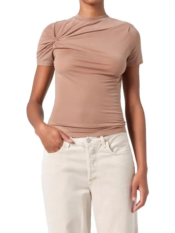 AGOLDE Lissa Twist Front T-shirt - Moth (brownish Tan)
