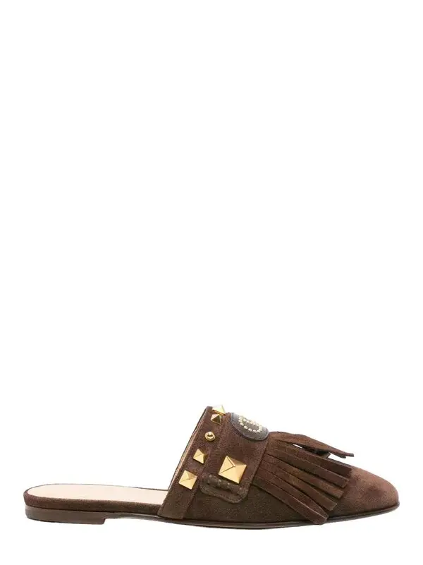 Valentino Garavani Vlogo Suede Mules - Brown
