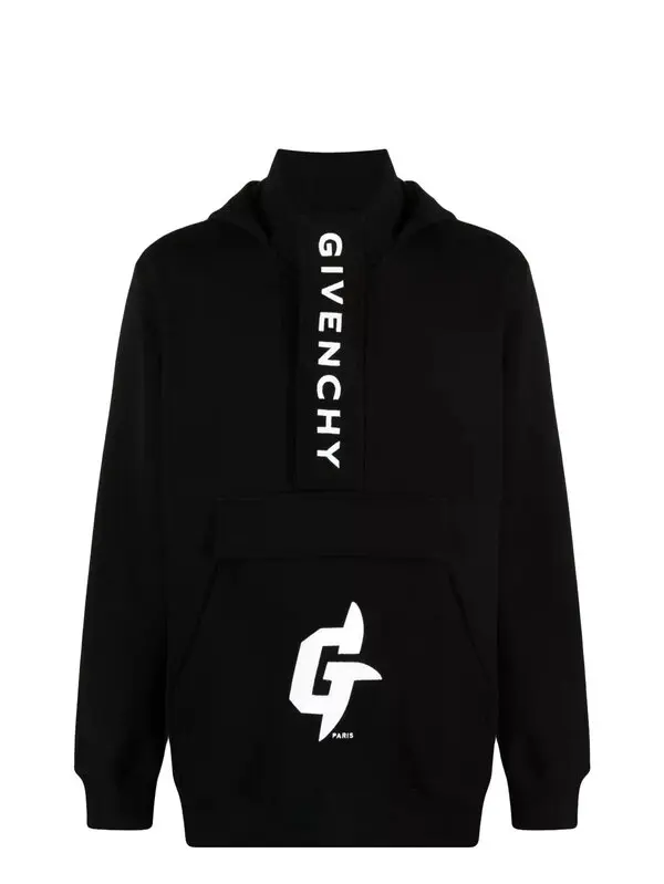 Givenchy Logo Cotton Hoodie - Black