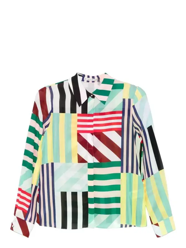 Alice + Olivia Willa Striped Shirt - Green